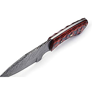 Markhor knives Damascus Custom Handmade Hunting Knife Tactical Knife 8.0 Inches Survival Knife Exotic Handle Made of Red and Black Pakkawood with Premium Leather Sheath MK- 5002 (Red)