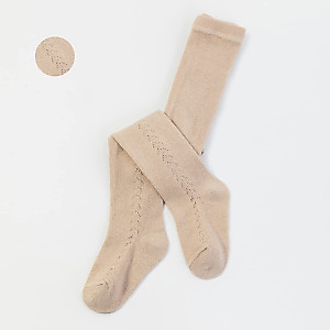 Taous Assam Baby Girls Tights Knit Lace Mesh Breathable Stockings Toddler Pantyhose Infant Leggings Beige/Pink/Kakhi Size 12-24 Months