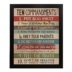 10 Commandments- Wall Art Print- 8 x 10"- Distressed Wood Replica Print-Ready to Frame. Home Decor, Office Decor, Biblical-Church Wall Art. Great Christian Gift.