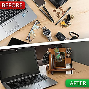 Wood Phone Docking Station for Men - Wooden Watch Wallet Stand - Father's Day Gifts for Husband - Mens Nightstand Organizer - Valet Tray Charging Station - Dad Cell phone Desk station