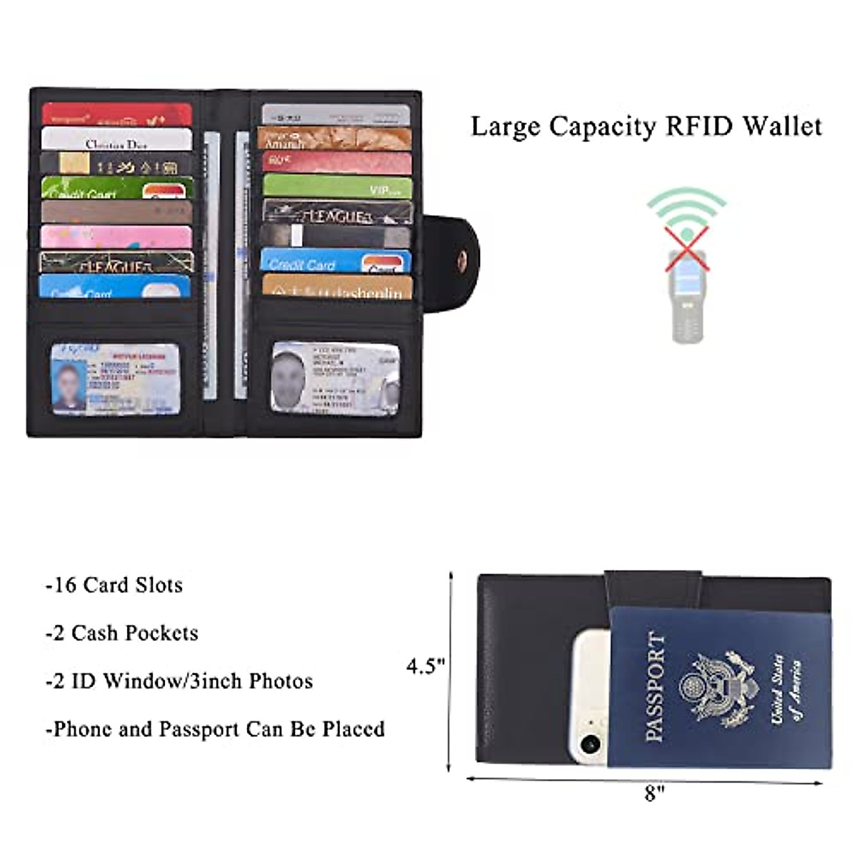 Tote Handbags for Women Purse and Wallet Set Large Shoulder Bags Crossbody Purses Satchel Black