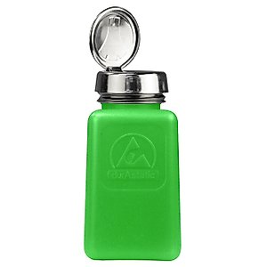 Menda - MDA-5288 35273 One Touch Liquid Dispenser Pump Bottle, ESD Safe, 6 oz. Dissipative, HDPE/Stainless Steel, Green