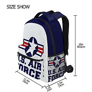 Fisyme USA Air Force Backpack Laptop Bag Daypack Travel Hiking School Backpacks for Men Women Kids Girls Boys