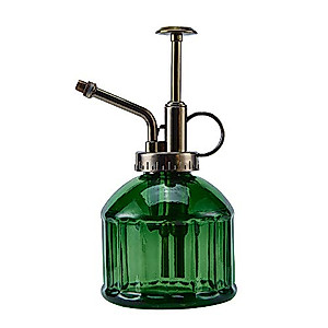Ebristar Glass Plant Mister Spray Bottle, 6.5" Tall Vintage Plant Spritzer Watering Can, Succulent Watering Bottle with Top Pump, Small Plant Sprayer Mister for Indoor Outdoor House Plant - Dark Green