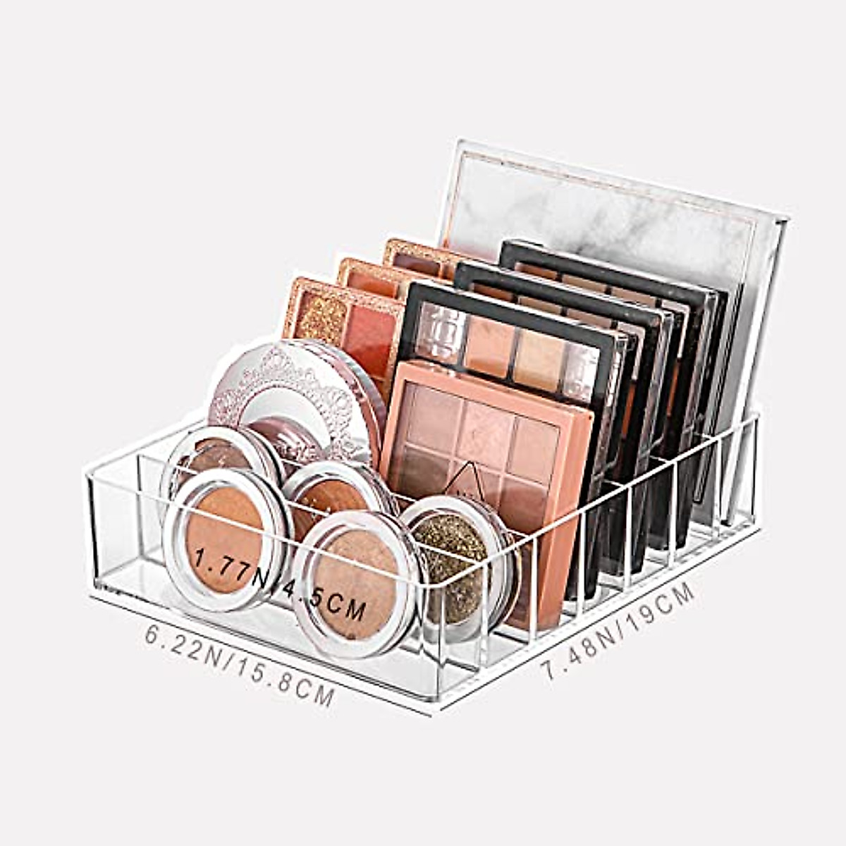 Oillgkori Eyeshadow Palette Makeup Organizer-Plastic Cosmetics Display Case with Adjustable Dividers, Makeup Storage for Vanity Drawer, Eyeshadow, Lipsticks