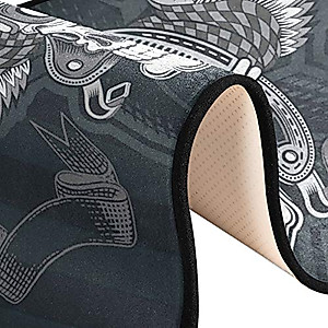 Skull with Vintage Motorcycle Runner Rug Floor Mat Non-Skid Kitchen Rug Soft Area Rug for Bathroom Entryway Hallway Dining Living Room