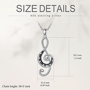 MEIDERBO Music Note Necklace Piano Keyboard Necklace 925 Sterling Silver Treble Clef Pendant Musical Jewelry Gifts for Women Music Lover