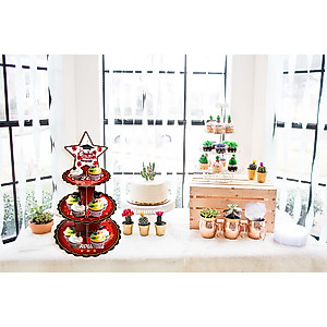 Hying Graduation Cupcake Stands 2024 for Dessert Table Party, 3 Tire Round Cardboard Dessert Stand 2024 Red for Graduation Party Favors Supplies 2024 Cupcake Tower Display Congrats Grad 2024