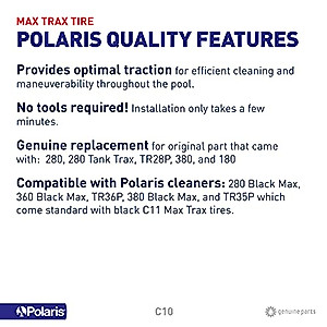 Polaris Genuine Parts Vac-Sweep C10 Replacement Tire Compatible with Polaris Models 280, 360, 380, TR28P, TR35P, TR36P, 180