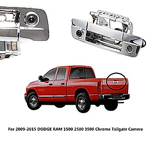 EWAY Tailgate Handle Backup Reverse Camera for 2009-2017 Dodge Ram 1500 2500 3500 Rear View Vehicle Safety Night Vision Backing Replacement Camera (Chrome)
