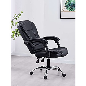 Santoll High Back Office Chair Adjustable Ergonomic Desk Chair with Padded Armrests,Executive PU Leather Swivel Task Chair with Lumbar Support (Black)