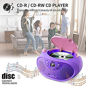 hPlay Gummy GC04 Portable CD Player Boombox with Digital Tunning AM FM Stereo Radio Kids CD Player LCD Display, Aux-Port Supported AC or Battery Powered - Pastel Violet