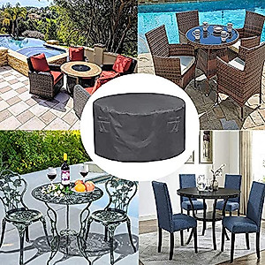 Covolo Patio Furniture Cover Table Chair Set Cover Fit for 4 Chair and 1 Table,Heavy Duty Outdoor Round Table Dining Set Cover Waterproof UV-Proof Dustproof(96Dx28H) (Grey)