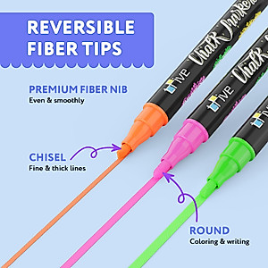 TFIVE White Liquid Chalk Markers - 2 Pack Bright Colors Erasable Chalk Marker Pens, Reversible Tip, Non-Toxic, for Chalkboards, Signs, Glass, Easy to use Chalk markers TF800