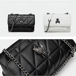 Beatfull Small Quilted Crossbody Bags for Women Stylish Bee Purses and Handbags with Double Chain Design