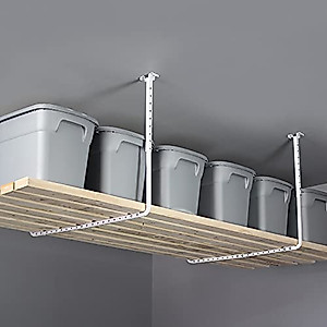HyLoft 80842-10 33 in. x 34 in. Adjustable Garage Ceiling Mount Storage Rack Kit, Garage Overhead Storage Bracket, White