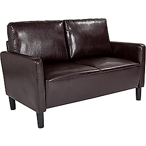 Flash Furniture Washington Park Upholstered Loveseat, Brown LeatherSoft