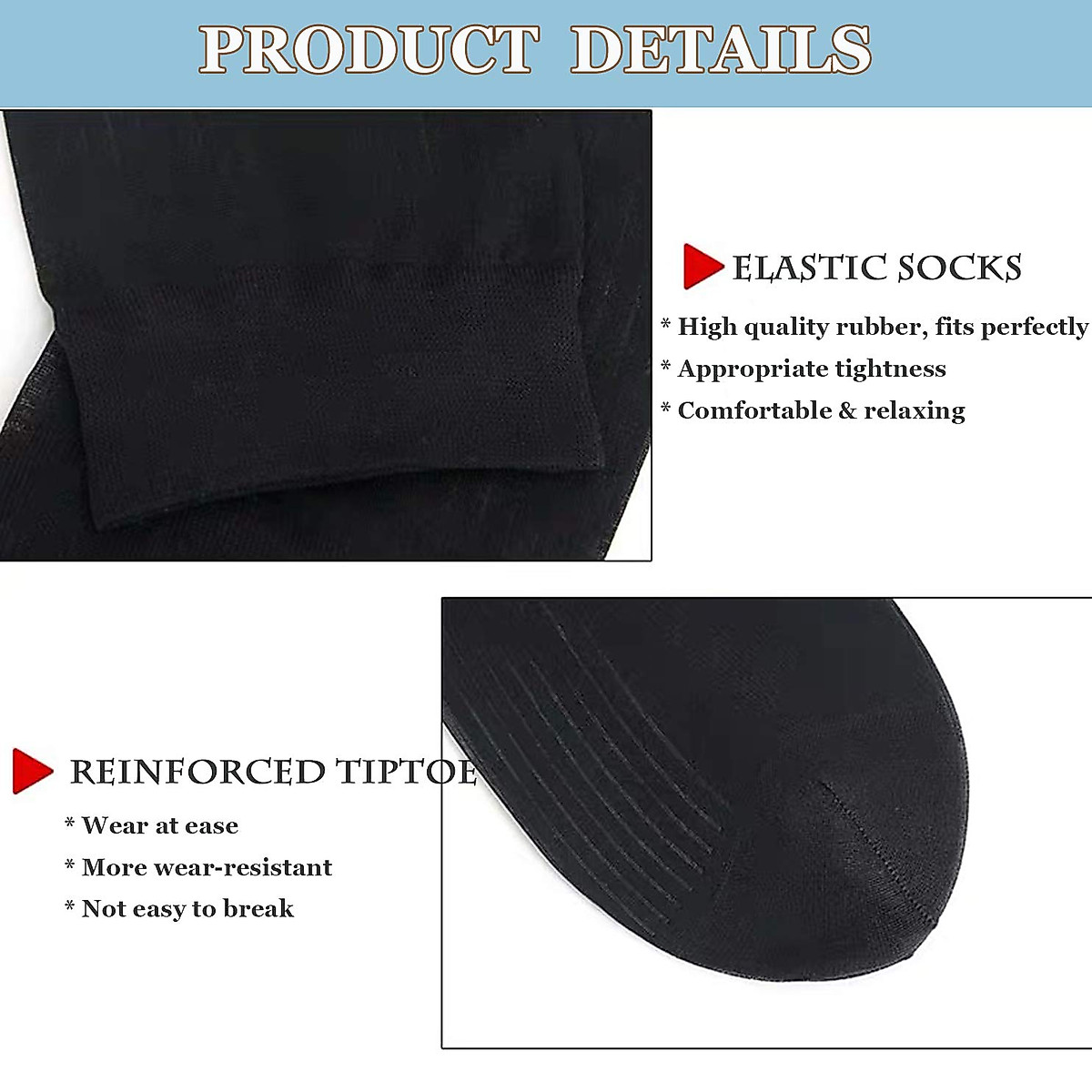 Uaussi 10 Pairs Mens Ultra Thin Dress Socks Silk Sheer Business Socks Soft Nylon Work Trouser Sox Mid Calf