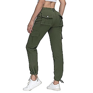 Dafensi Cargo Pants for Women Stretchy Cargo Joggers Casual Lightweight Hiking Pants ArmyGreen XL