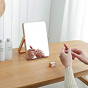 ZOROSY Wood Table Vanity Makeup Mirrors - Rectangle Wall-Mounted Mirrors Desk Mirrors for Living Room Bedroom Birthday Gifts