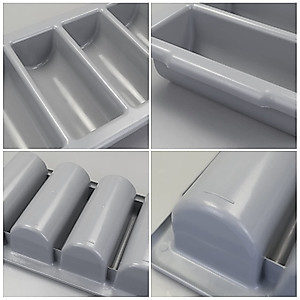 Rinboat 4-Pack Plastic 4-Compartment Cutlery Bin, Commercial Cutlery Holder, Gray