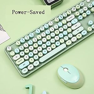 Mofii Wireless Keyboard and Mouse Combo,2.4G USB Multi-Color Cute Full Size Keyboard and Optical Mice Set for Computer Desktop PC Laptop (Green-Mixed)……