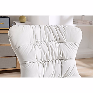 JEEOHEY Nursery Rocking Chair,Velvet Upholstered Glider Rocker Chair,Comfy Arm Chair,Modern Baby Rocking Accent Chair Indoor for Living Room, Bedroom,Office(Ivory)