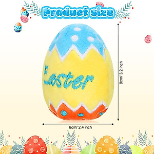 6 Pcs Easter Plush Stuffed Egg Toys Easter Basket Stuffers Plushies Playset Easter Party Favors Decorations for Kids, 3 Designs
