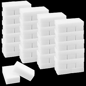 MANCHAP 100 Pack White Melamine Foam Sponge Cleaning Pads, Lightweight Non-Scratch Scrub Sponge Scrubber Foam Dish Sponges Eraser for Wall, Furniture, Kitchen, Car, 3.9 x 2.4 x 0.8 Inch