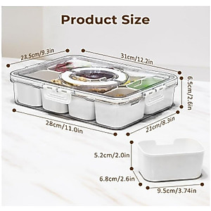 Generic Divided Food Snack Box with Lid and Handle | 8 Removable Compartments | Snackle Box | Portable Snack Platter, Clear