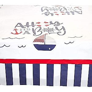 Ahoy It's a Boy Nautical Table Cover (54 x 108 in, Rectangle, 3 Pack)