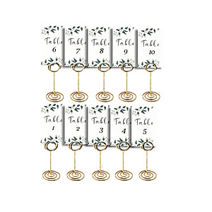 10Pcs Gold Table Number Holders with 10 Table Numbers Cards - 3.35 Inch Table Number Stands – Name, Picture, Place Card Holder for Centerpieces, Wedding Reception, Birthday, Restaurant & Parties