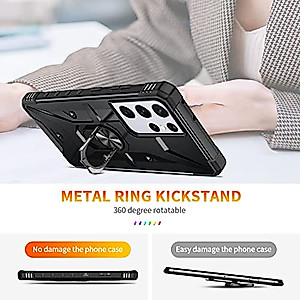 AKINIK for S21 Ultra Case, Samsung Galaxy S21 Ultra Case with Self Healing Flexible TPU Screen Protector 2 Pack, Military Grade Double Shockproof with Kickstand Case for Galaxy S21 Ultra (Black)