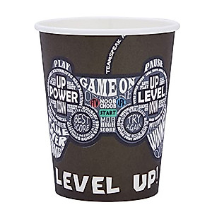 144 Piece Video Game Birthday Party Supplies, Serves 24 Guests, Disposable Dinnerware Set, Video Gamer Plates, Napkins, Cups, Cutlery, for Boys Gaming Party Decorations