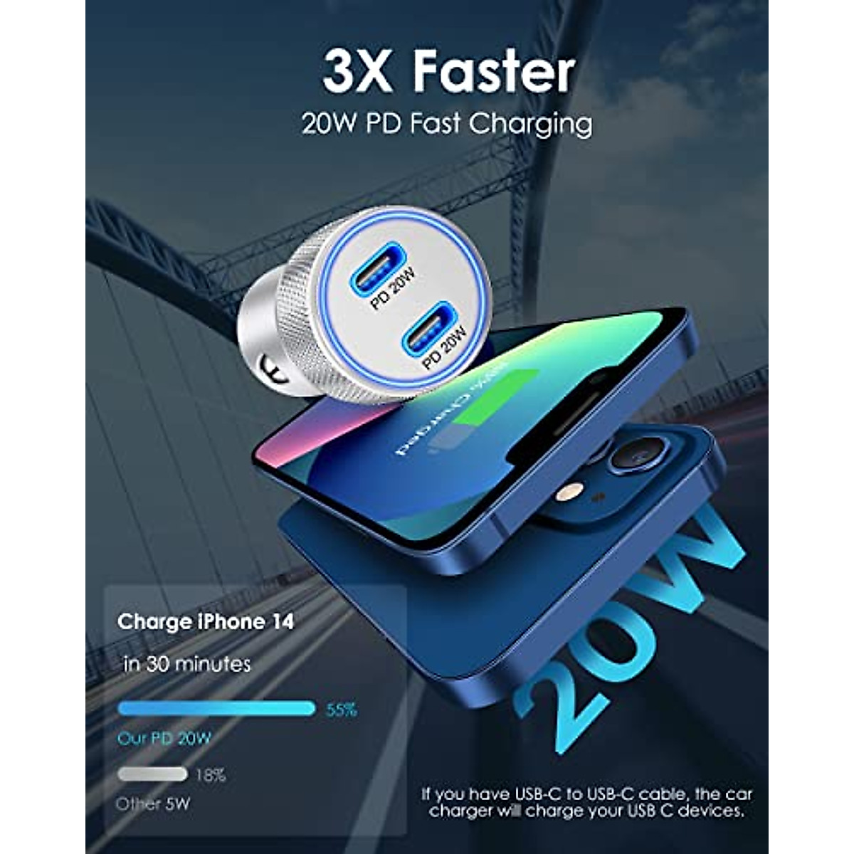 iPhone 14 13 12 Fast Charger [Apple MFi Certified], ARCCRA 20W PD Fast USB C Wall Charger Block + 40W 2Port USB C Car Charger + 2 X 6FT Lightning Cable for iPhone 14 13 12 Pro Max Mini 11 XS XR, iPad