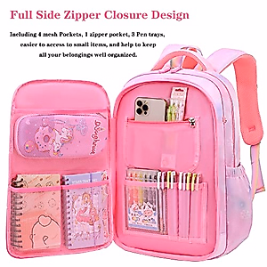 Wraifa Girls Backpack Elementary School Backpacks for Girls Cute Princess Preschool Middle School Bag Kids Bookbag (Only Backpack Pink)