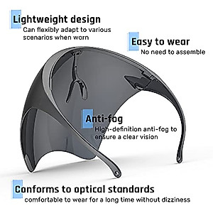 MEIGIX Anti Fog Goggle Sunglasses Unisex Visor Full Face Protective Shield Glasses Fashion Tinted Lens Eyewear (Black)