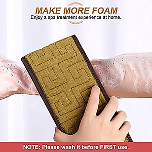 Exfoliating Back Scrubber for Shower, Double-Sided Back Scrub Washcloth with Handles, 38 Inches Body Exfoliator Bath Tool to Clean Your Body Deeply for Men & Women Skin Care (Yellow)