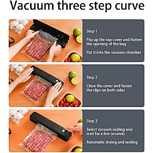 Vacuum Sealer - Automatic Food Vacuum Sealer with LED Indicator, Food Vacuum Sealer for Food Preservation Airtight Packaging System, Compact Design (Black)