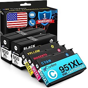 Cartlee 5 Pack Compatible Ink Cartridges Replacement for HP 950 951 950XL 951XL for OfficeJet Pro 8600 8610 8620 8615 8100 8625 8630 Printer Cartridge Combo (2 Black 1 Cyan 1 Magenta 1 Yellow)