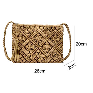 WOG2008 Handwoven Bag Clutch Purses for Women Tassel Straw Envelope Handbag Vintage Summer Beach Bag