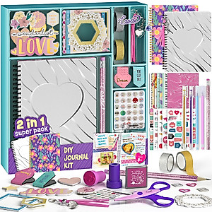 LAOESE 2-Pack DIY Journal Kit - 150+Pcs Gifts for Girls Ages 8 9 10 11 12 Year Old - Birthday Gifts for Girls - Art and Crafts for Kid - Scrapbook Set
