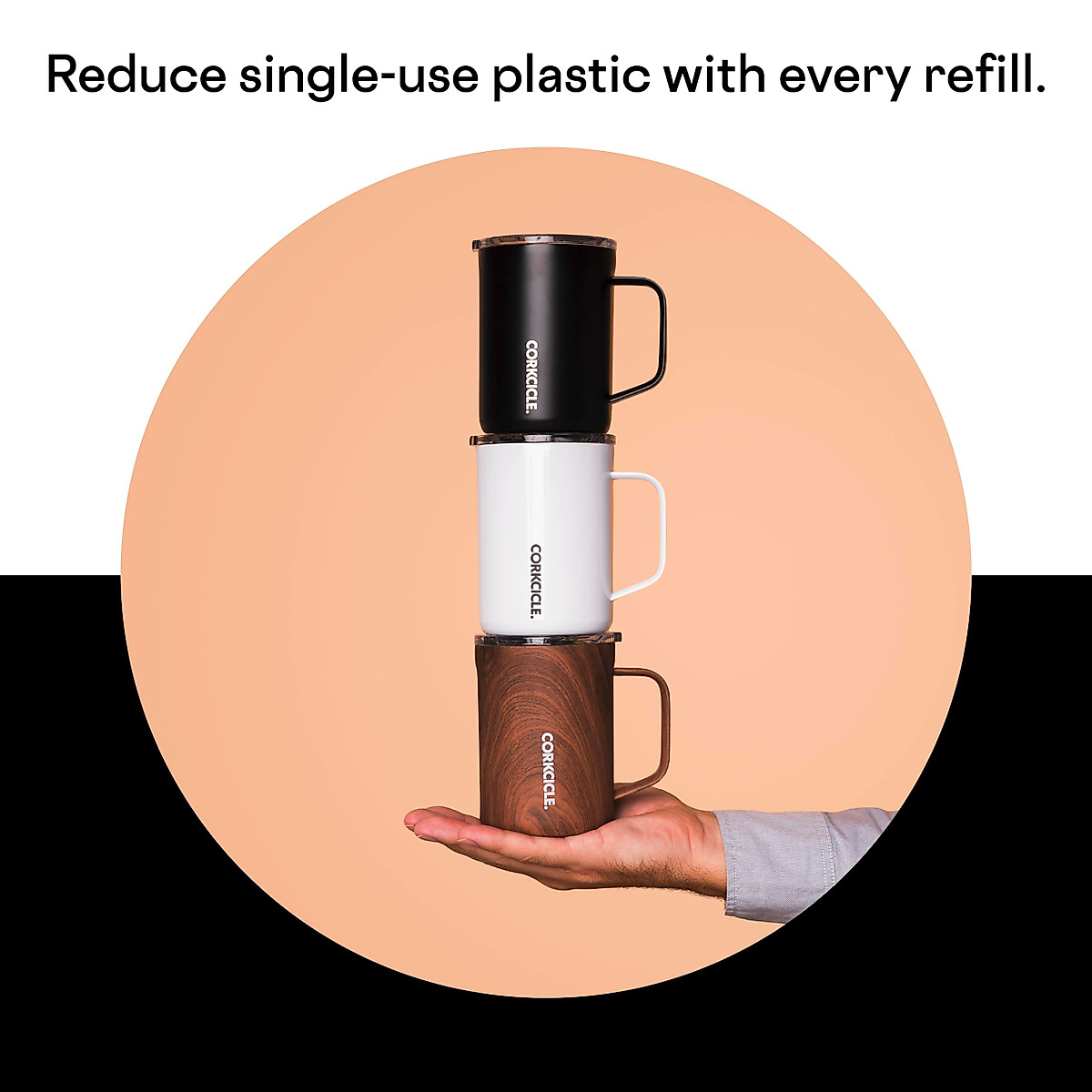 Corkcicle Triple Insulated Coffee Mug with Lid and Handle, Black, 16 oz – Stainless Steel Travel Mug Keeps Beverages Hot for 3+ Hours – Non-Slip, Easy-Grip, Spill-Resistant Tumbler