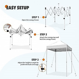 EAGLE PEAK 5x5 Pop Up Canopy Tent Instant Outdoor Canopy Easy Set-up Straight Leg Folding Shelter, White