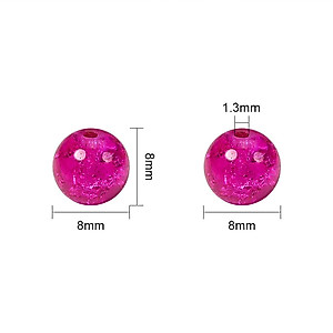 PH PandaHall 200pcs 8mm Crackle Glass Beads 10 Color Glass Round Beads Crystal Loose Beads for Beading Friendship Bracelet Mother's Day Jewelry Making Christmas Tree Ornament