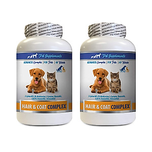 Dog Skin Care Supplements - Pets Hair and Coat Complex - for Dogs and Cats - Advanced Benefits - Itch Relief - Vitamin c for Dogs Pills - 2 Bottles (120 Tablets)