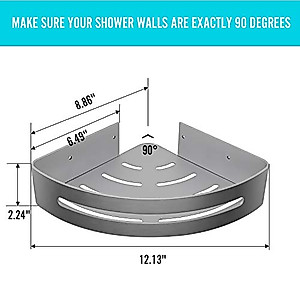 SEVENS No Drilling 2 Tiers Bathroom Corner Shelf Organizer for Shower Kitchen Storage Durable Space Aluminum Shower Caddy with Removable Hooks