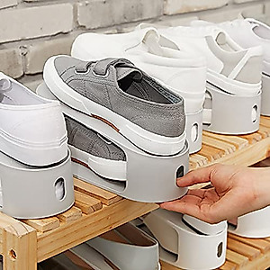 carrotez Shoe Slots Organizer 3 Pack - [Litem] Space Saving Shoe Organizer Rack for Closet - Easy Shoe Stacker, 9.84'' x 3.89'' x 4.26'' (Cool Grey, 3 Pack)