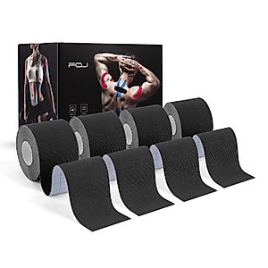 Kinesiology Tape (4 Pack) Athletic Tape 16.4ft Water Resistant Kinetic Uncut Sports Tape for Knees, Ankles, Shoulder, Pain Relief, Injury Recovery and Physio Therapy
