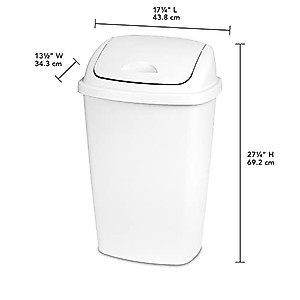 Sterilite 10888004 13.2 Gallon/50 Liter SwingTop Wastebasket, White, 4-Pack